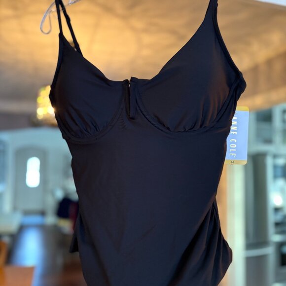 Anne Cole | Swim | Nwt Womens Anne Cole Tankini Black Swim Top Size M ...